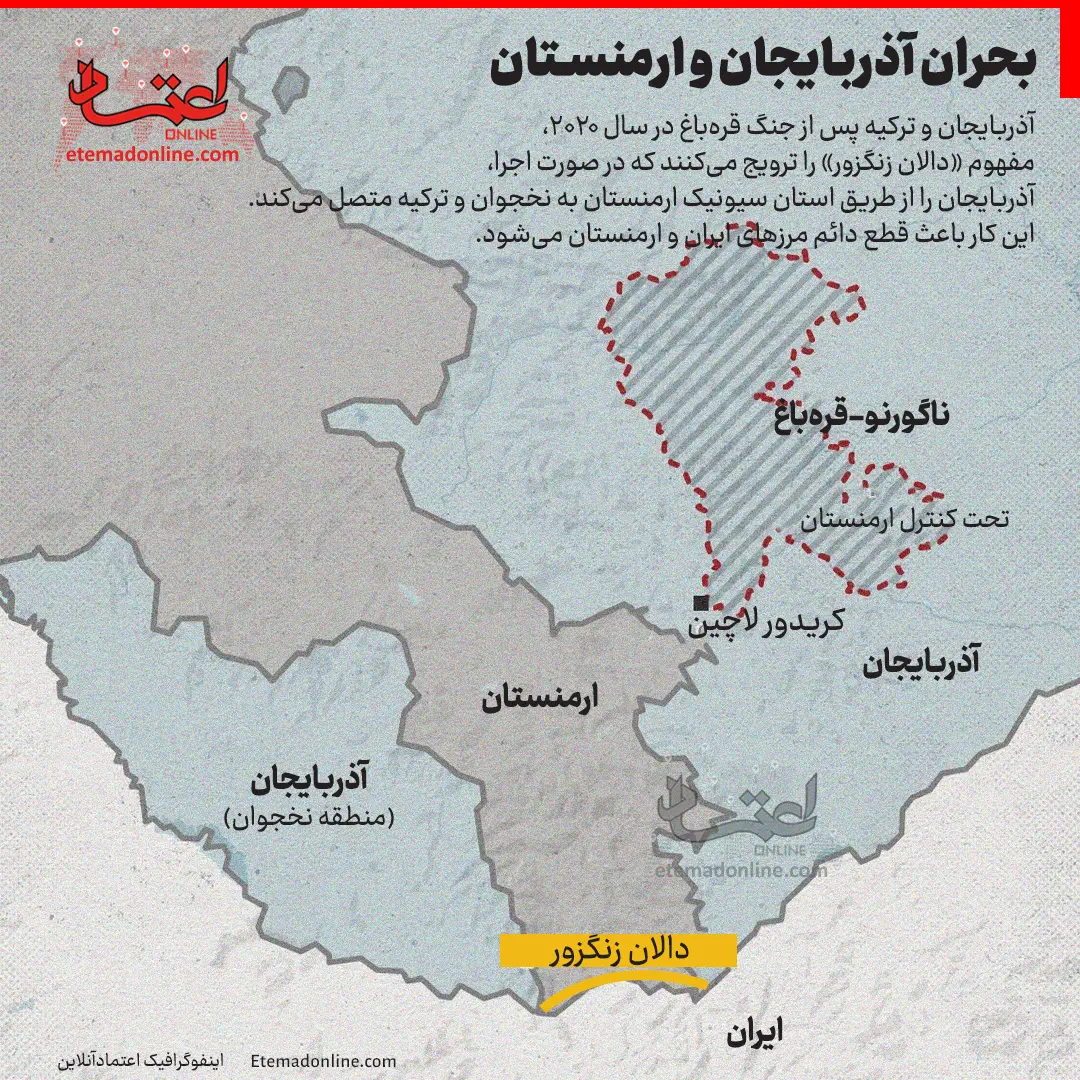 بحران آذربایجان و ارمنستان در منطقه قرهباغ زنگزور نقشه
